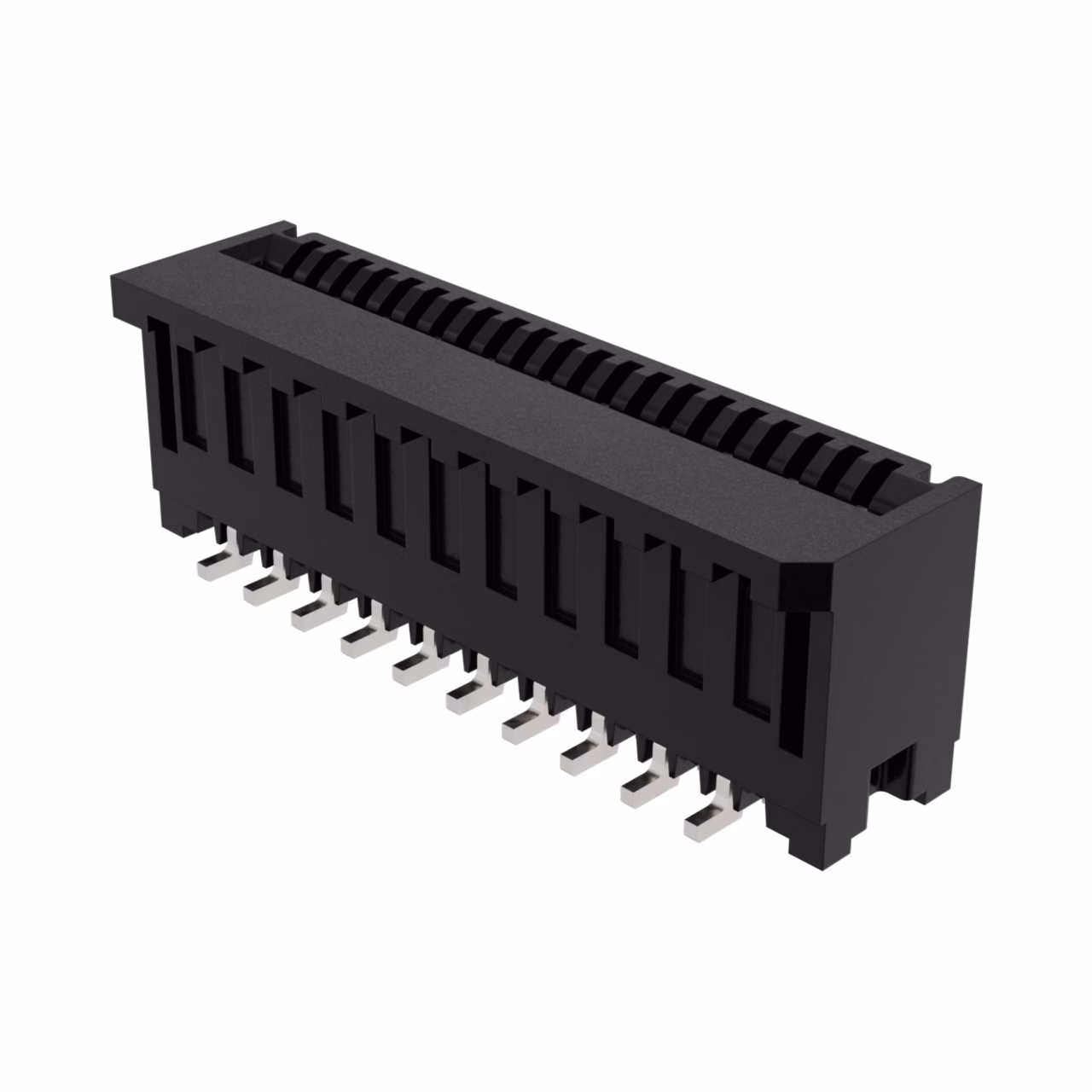 Easy-On FFC/FPC Connector, 0.50mm Pitch, Surface Mount, Vertical, Non-ZIF, Standard Footprint, Tin Bismuth Plating, Short Terminal Type, Black, 21 Circuits for sale