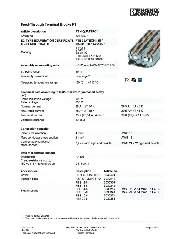 PT 4-QUATTRO 3211797 technical document page 1