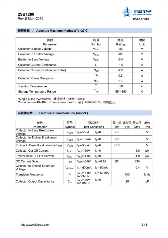 2SB1260-R datasheet page 2
