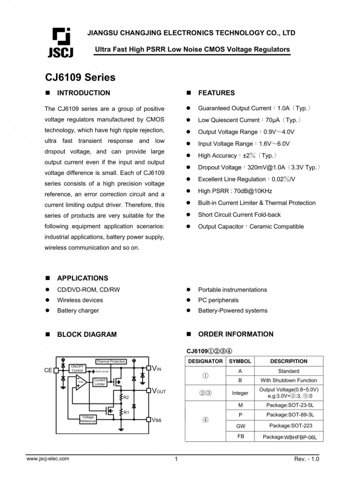 CJ6109 datasheet page 1