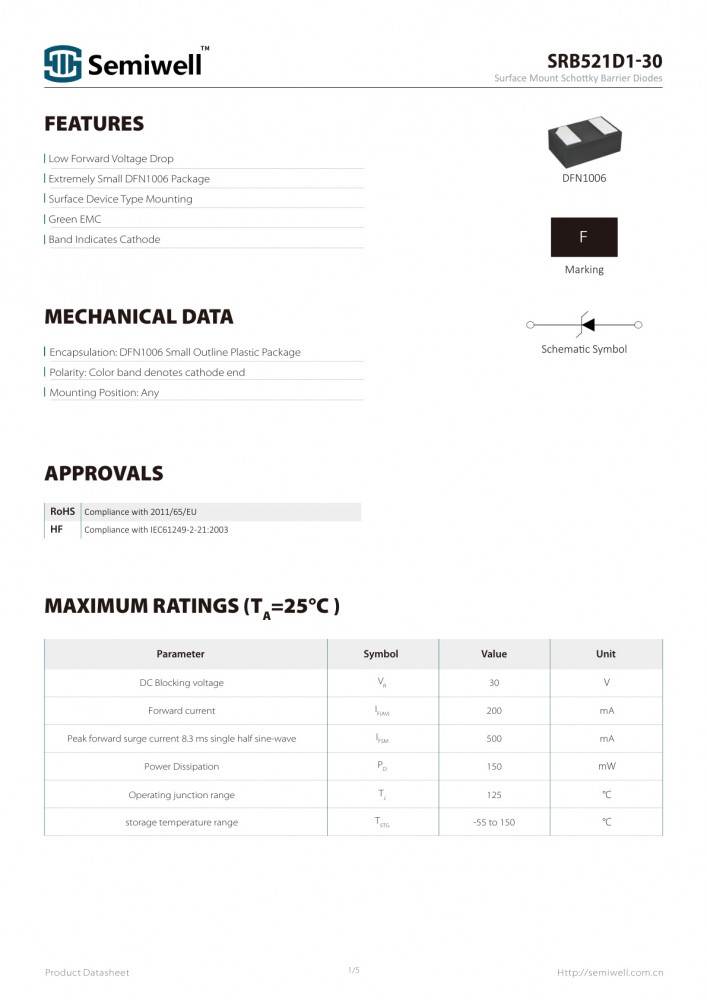 SRB521D1-30 technical document page 1