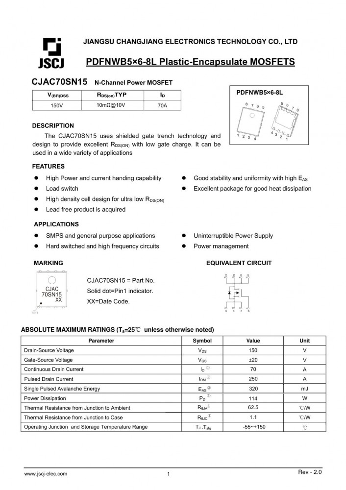 CJAC70SN15 datasheet page 1