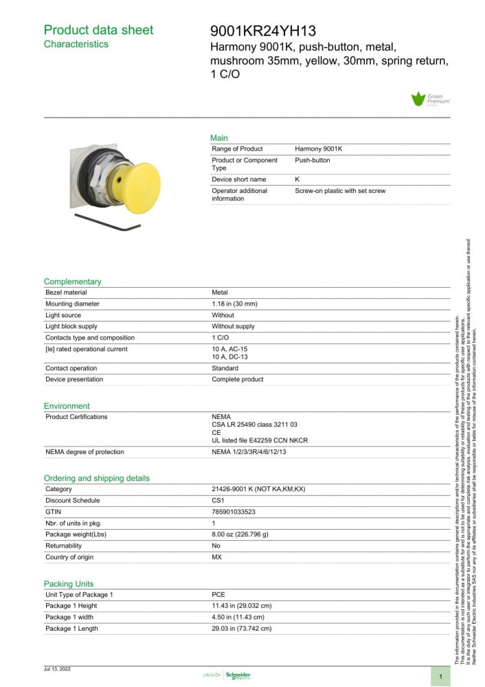 9001KR24YH13 technical document page 1