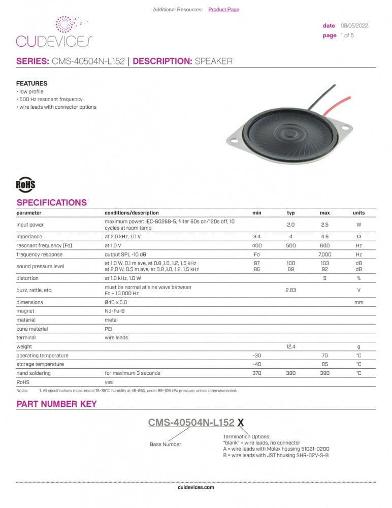 CMS-40504N-L152 datasheet page 1
