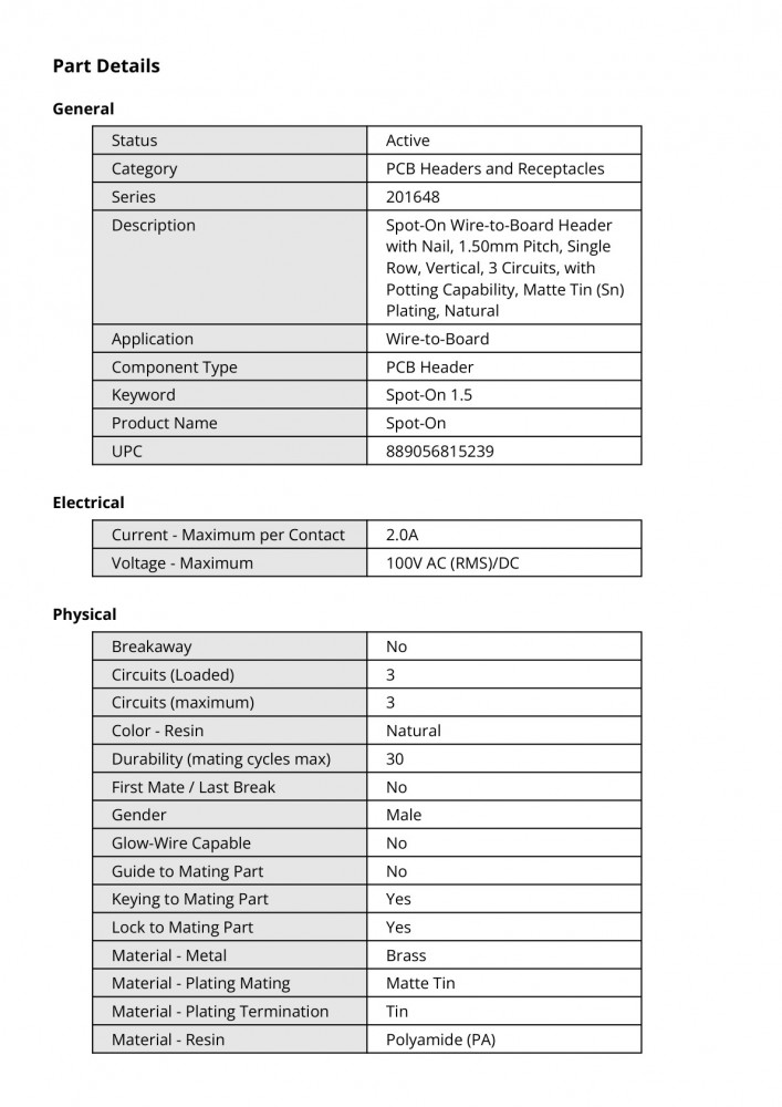 Technical document page 2 for Molex 2016480030
