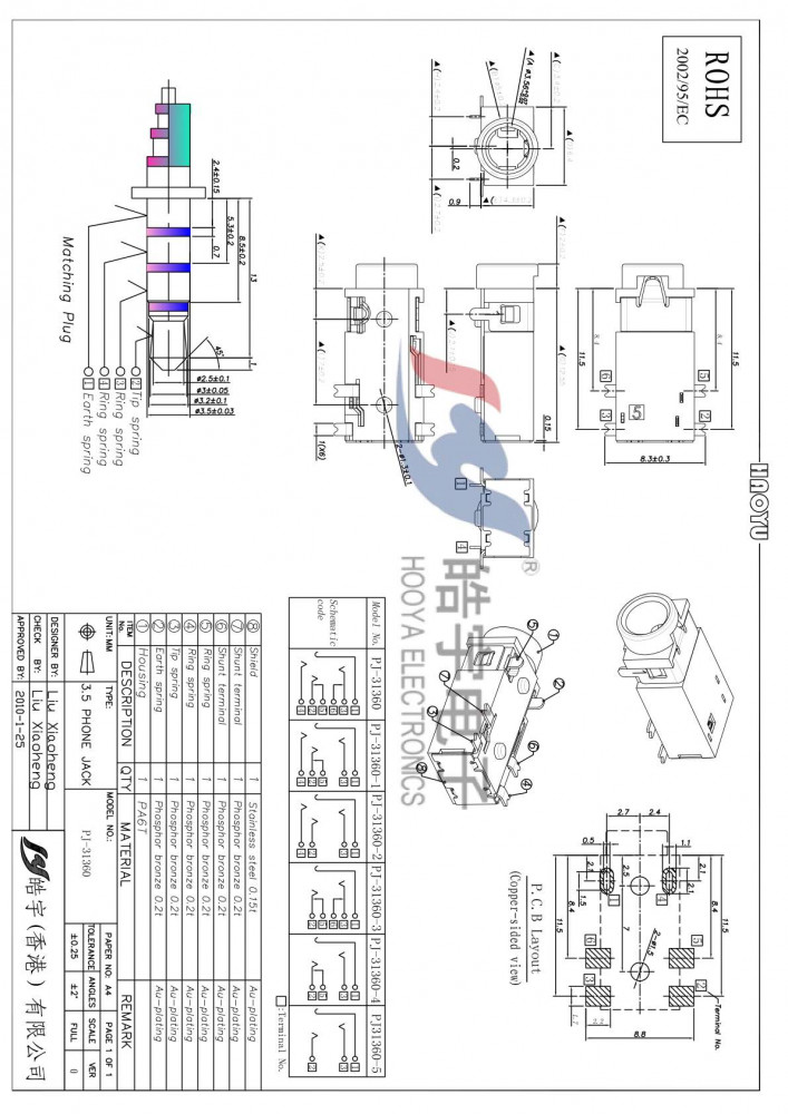HOOYA PJ-31360 technical document