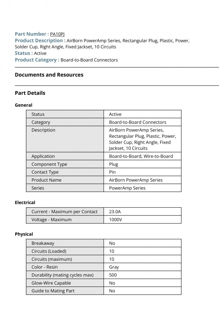 PA10PJ technical document image, page 1
