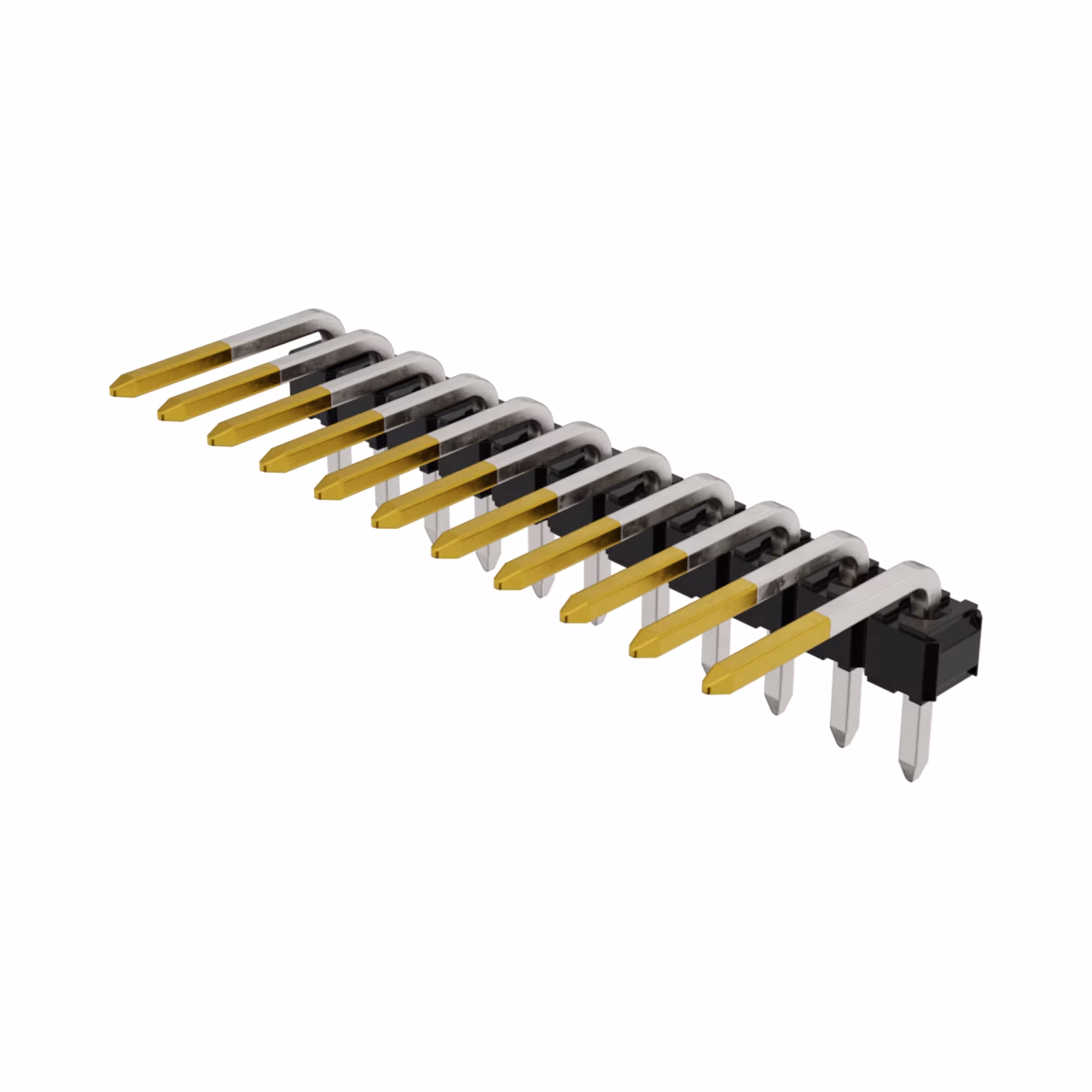 KK 254 Breakaway Header, Right-Angle, 11 Circuits, 0.76µm Gold (Au) Plating, Mating Pin Length 9.17mm, with Kinked PC  Tails, Bag for sale