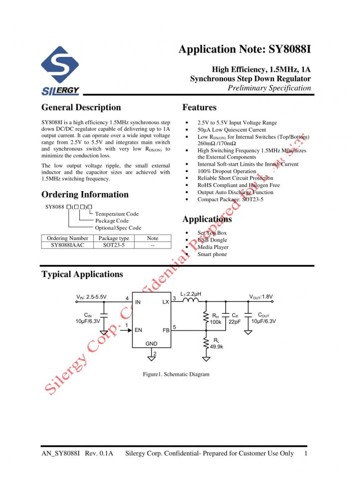 SY8088I datasheet page 1