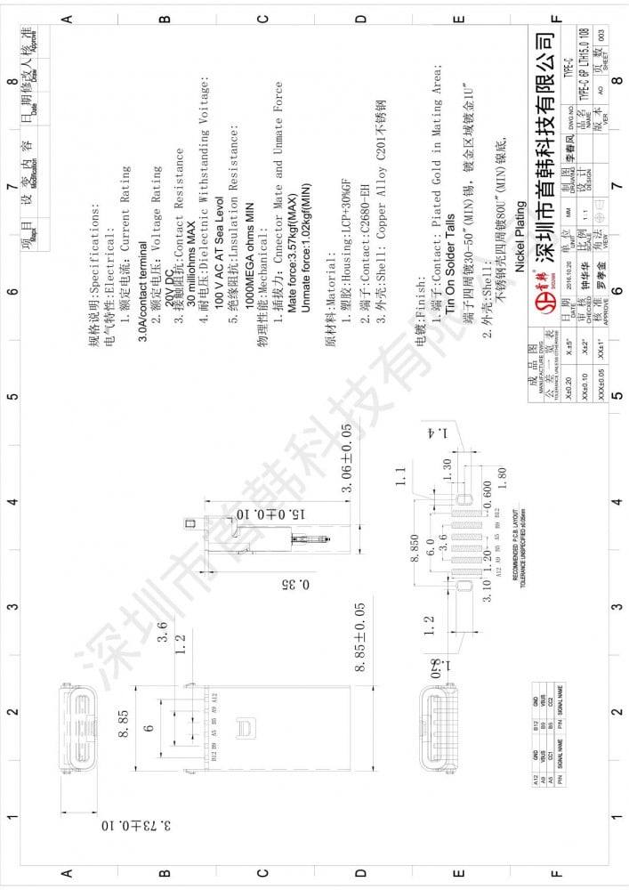 TYPE-C 6P LTH15.0 108 specification page 1