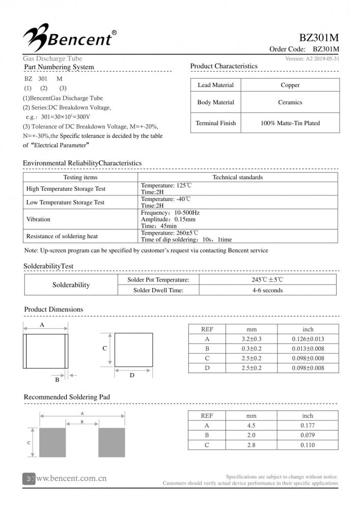 BZ301M datasheet page 2