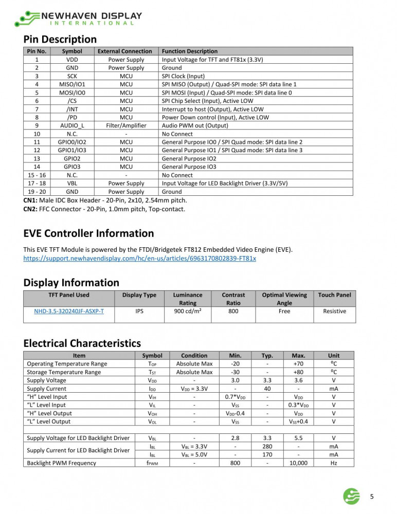 NHD-3.5-320240FT-CSXP-T specification page 6