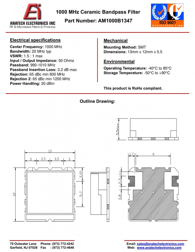 AM1000B1347 technical document page 1