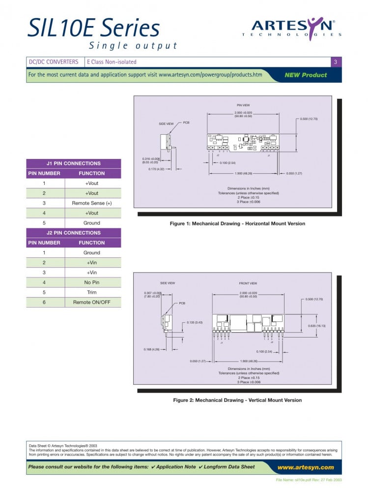 Artesyn SIL10E-05S1V0-V datasheet page 3