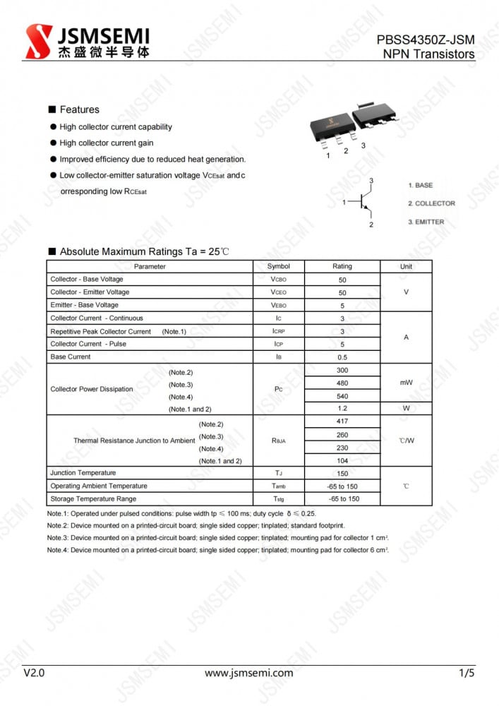PBSS4350Z-JSM datasheet page 1