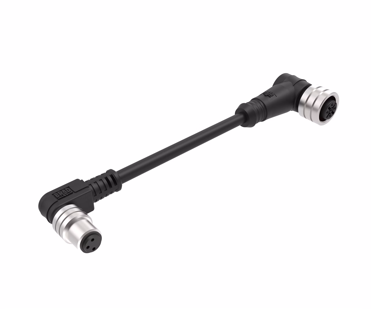 M12 Signal, A-Coded, Double-Ended Cordset, 8 Poles, Female (Straight) to Male (Straight), 24 AWG, Black PUR/PVC Cable, 10.0m (32.81') Length