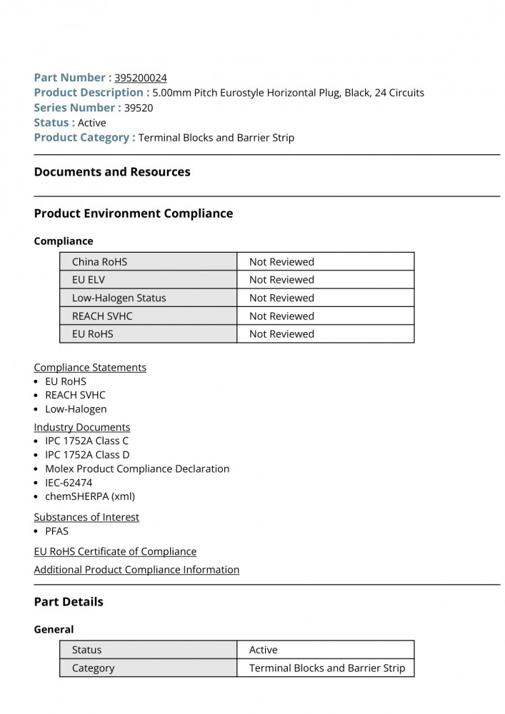 MOLEX 395200024 product document page 1