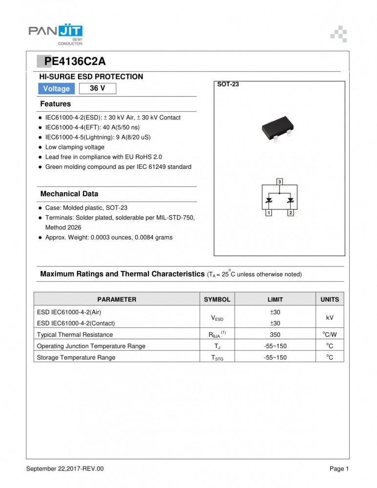 PE4136C2A datasheet page 1