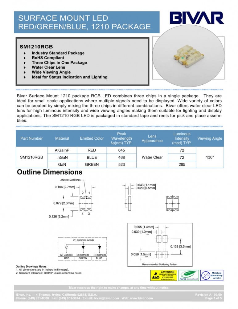 SM1210RGB datasheet page 1