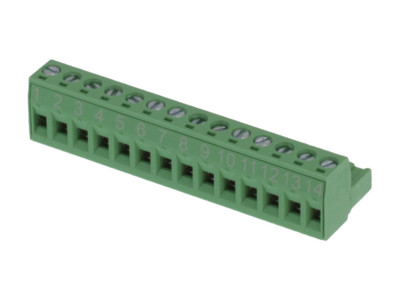 5.08mm Pitch Eurostyle Horizontal Plug, with Standard Imprinting, Green Housing, 17 Circuits