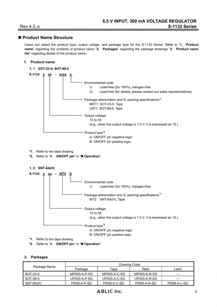 ABLIC S-1132 datasheet page 3