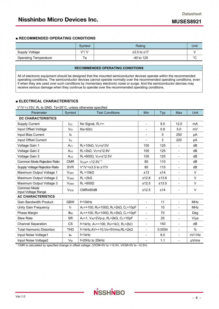 MUSES8921 datasheet page 4