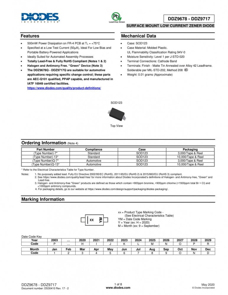 DDZ9699-7 datasheet page 1