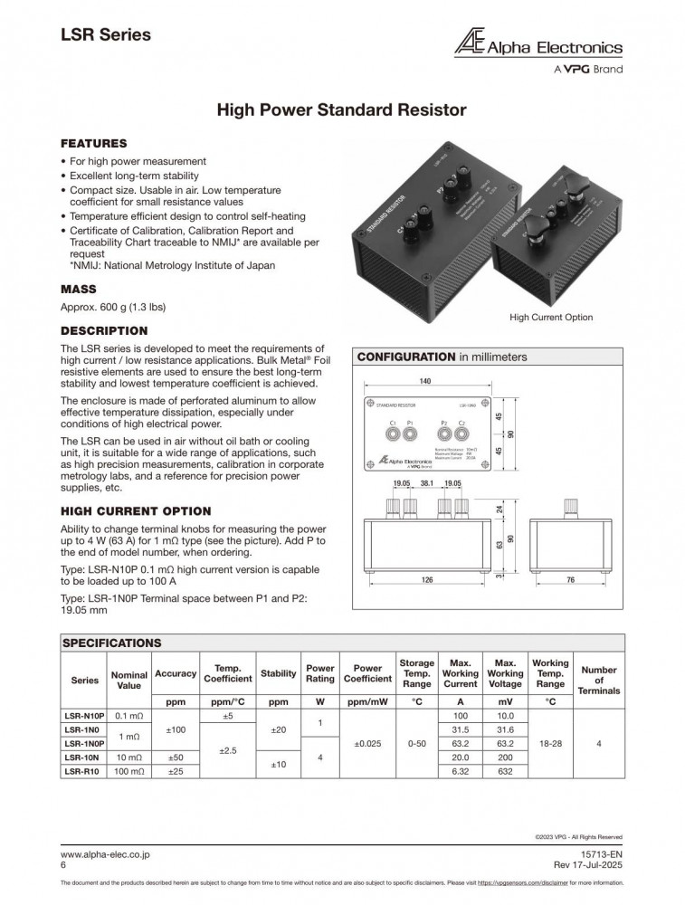 LSR Series technical document preview