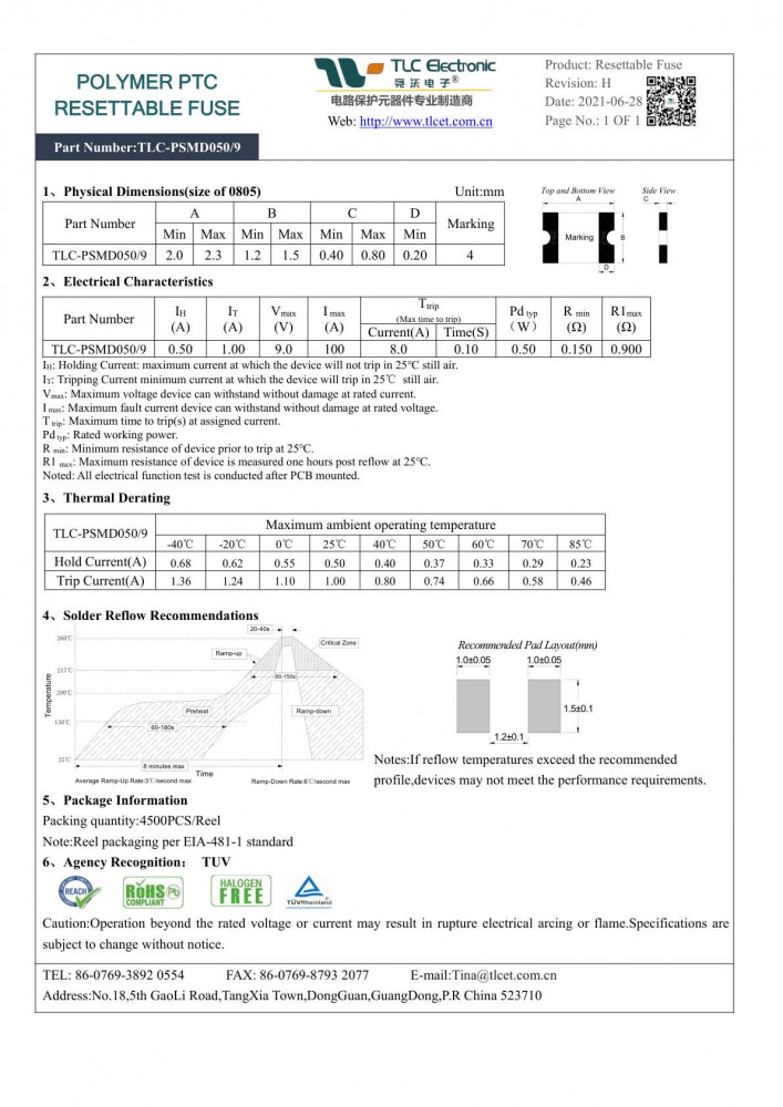 TLC-PSMD050/9 technical document preview