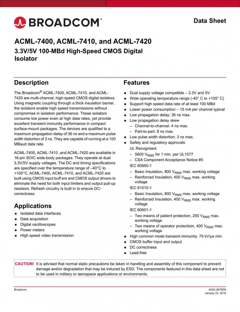 ACML-7400 datasheet page 1