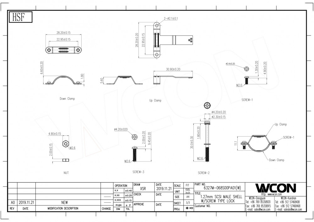 WCON 6327M-068S00PA01(W) technical drawing, sheet 3 of 3