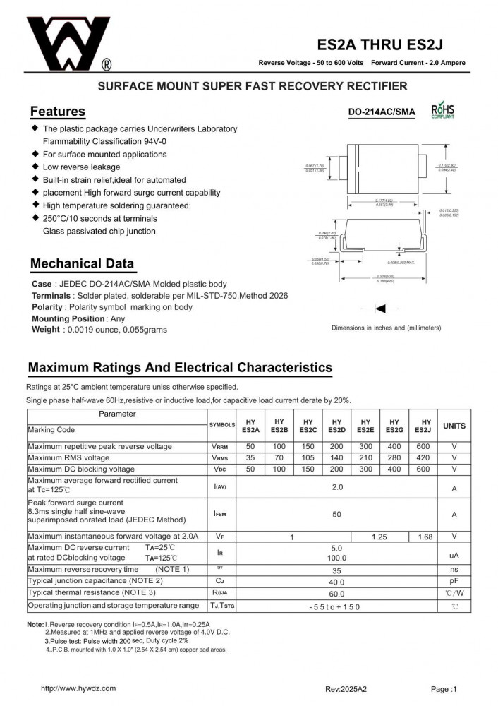 ES2D datasheet page 1
