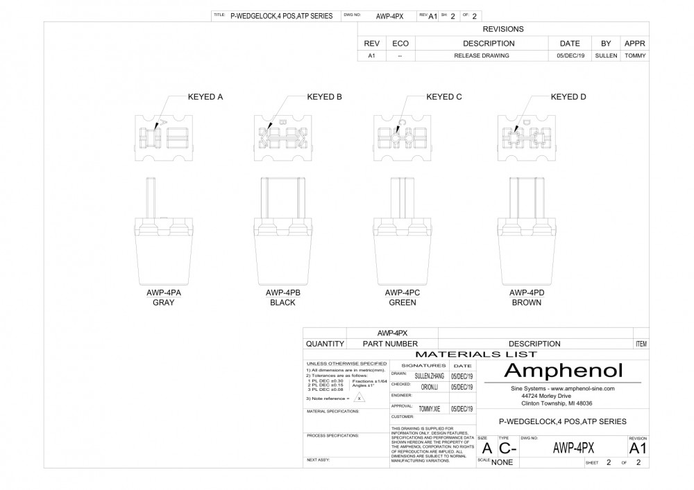 Amphenol AWP-4PX drawing sheet 2