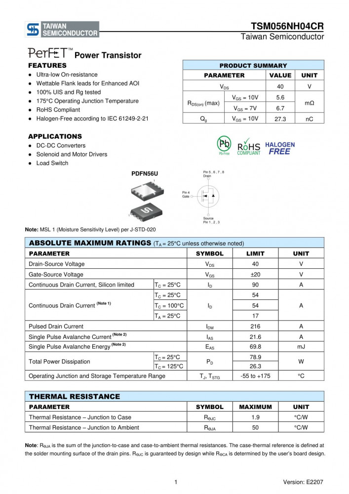 TSM056NH04CR datasheet preview, page 1