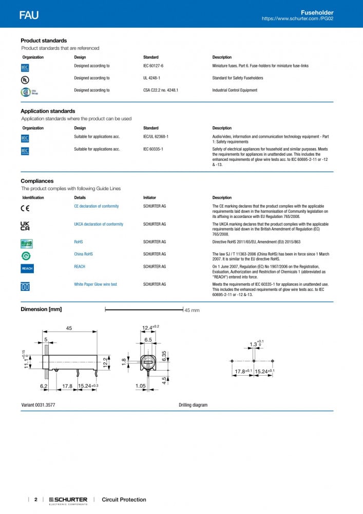 SCHURTER 0031.3581 technical document page 2