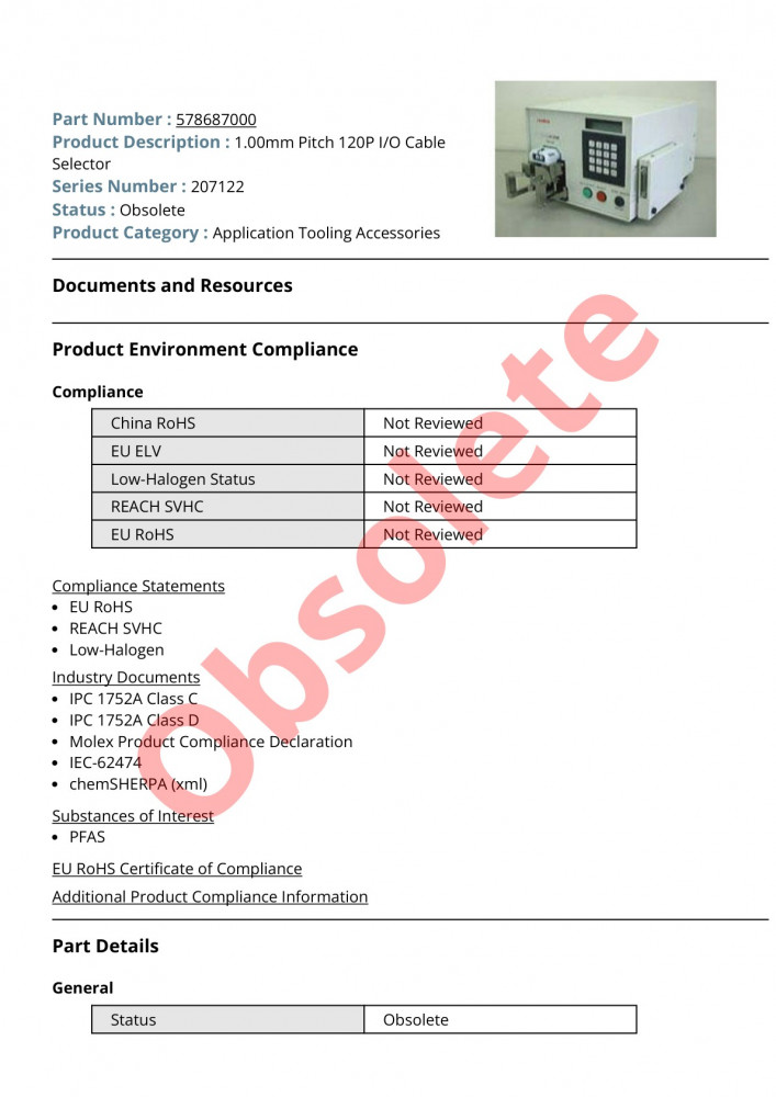 Technical document image 1 for Molex 578687000