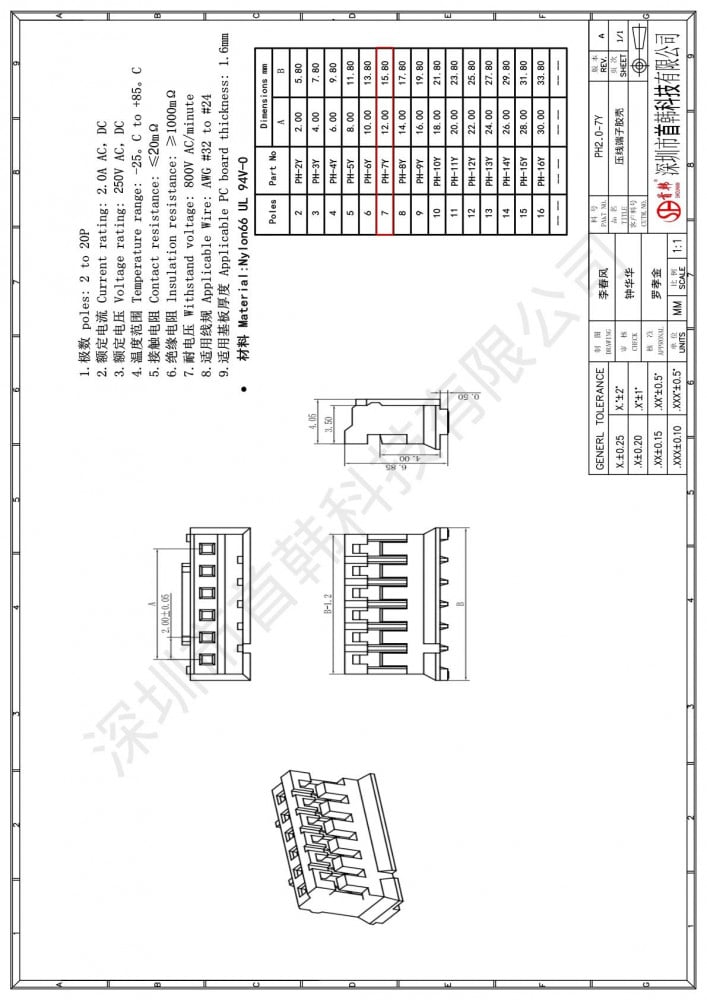 PH2.0-7Y specification page 1