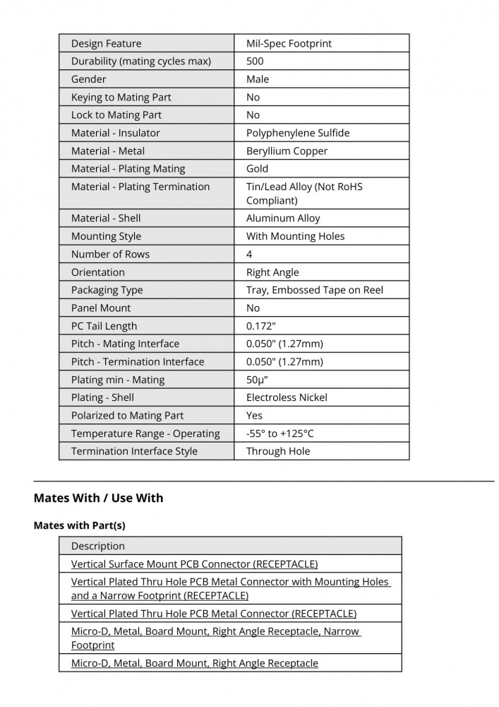 Technical document page 2 for the product