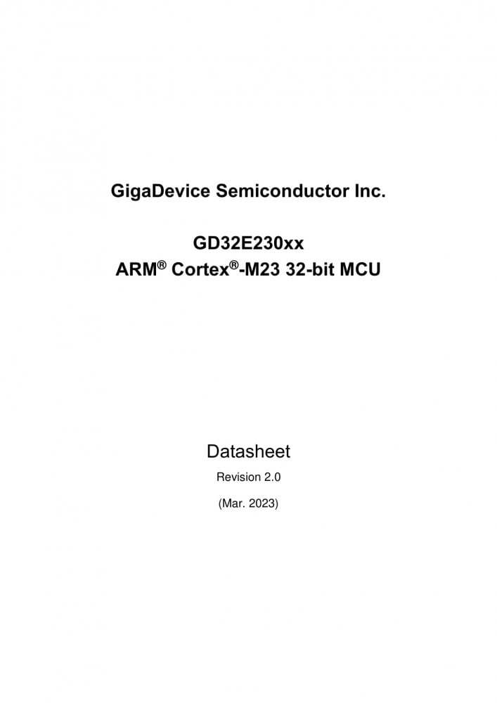 GD32E230F4P6TR datasheet page 1