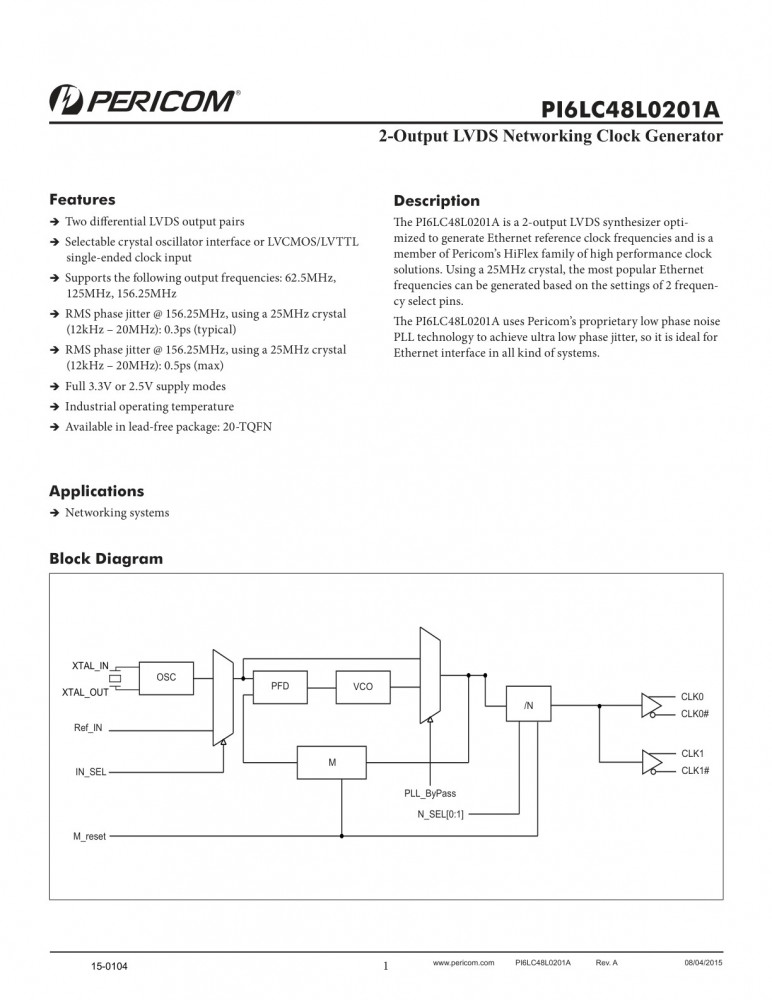 PI6LC48L0201A datasheet page 1