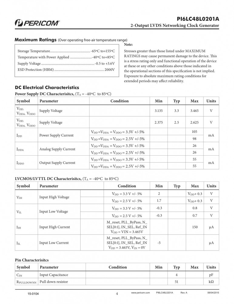 PI6LC48L0201A datasheet page 4