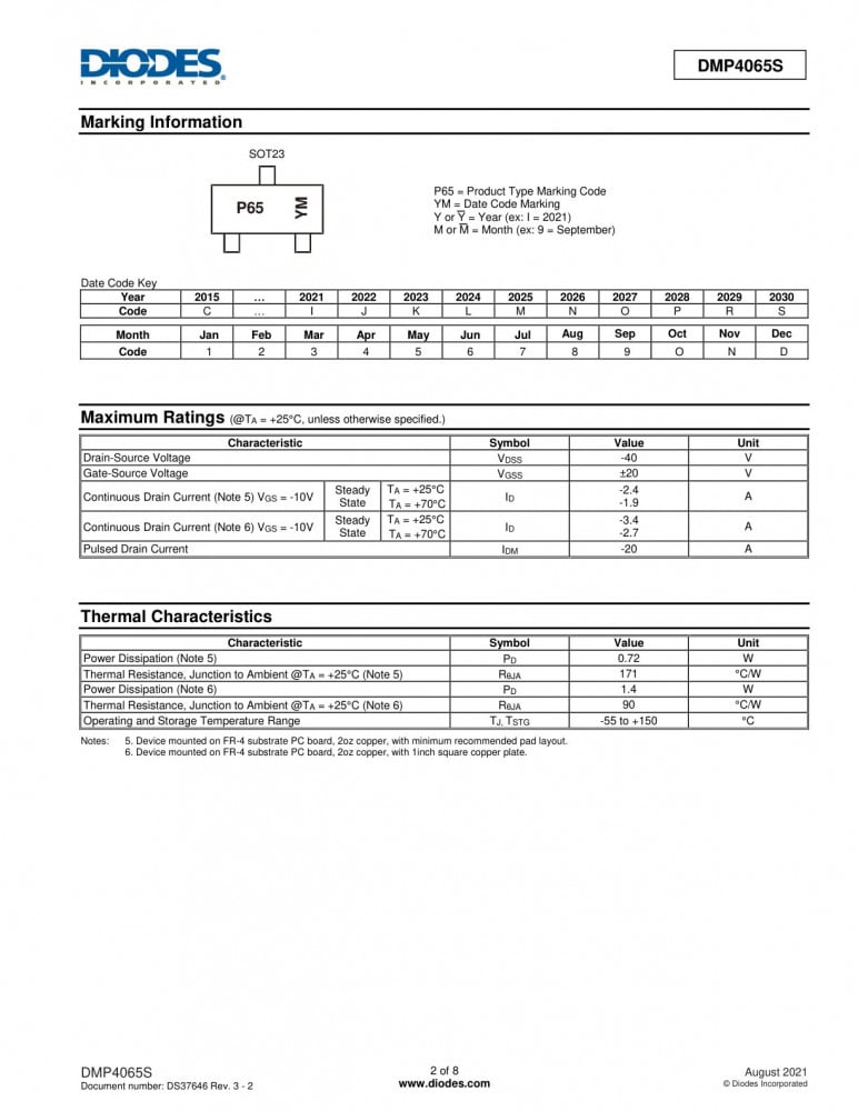 DMP4065S-7 datasheet page 2