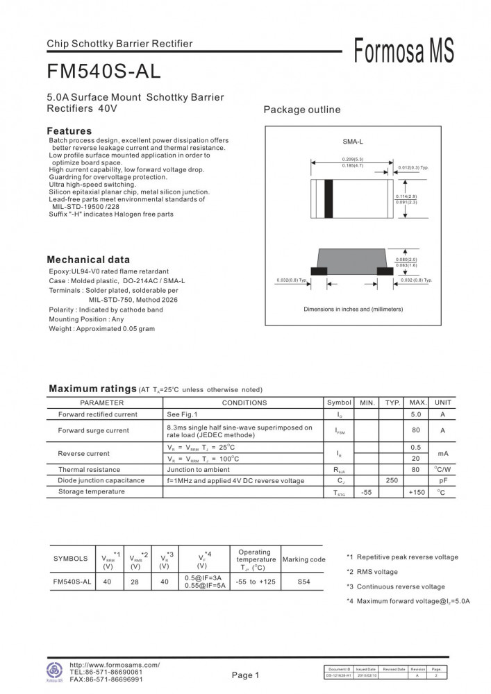 FM540S-AL datasheet page 1