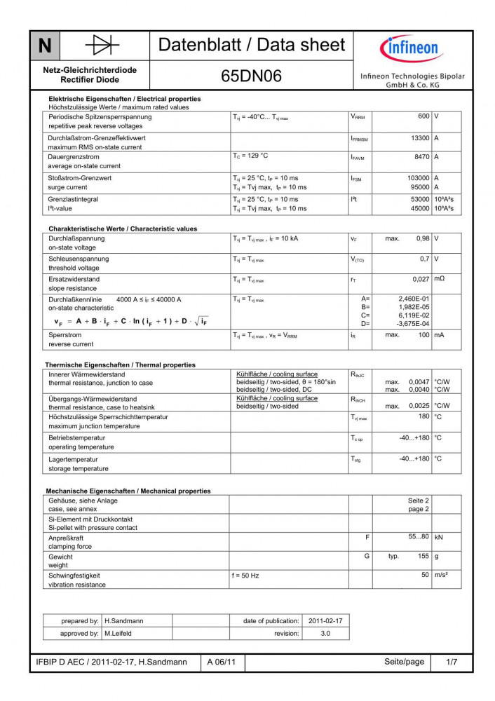 65DN06 datasheet page 1