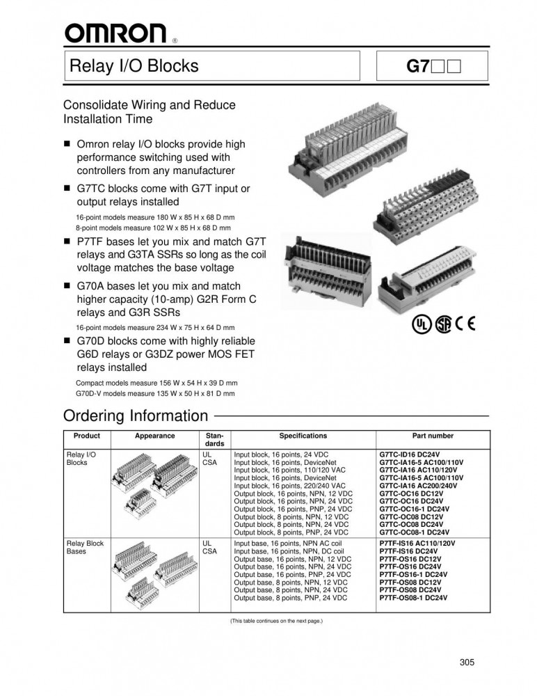 OMRON relay I/O documentation page 1