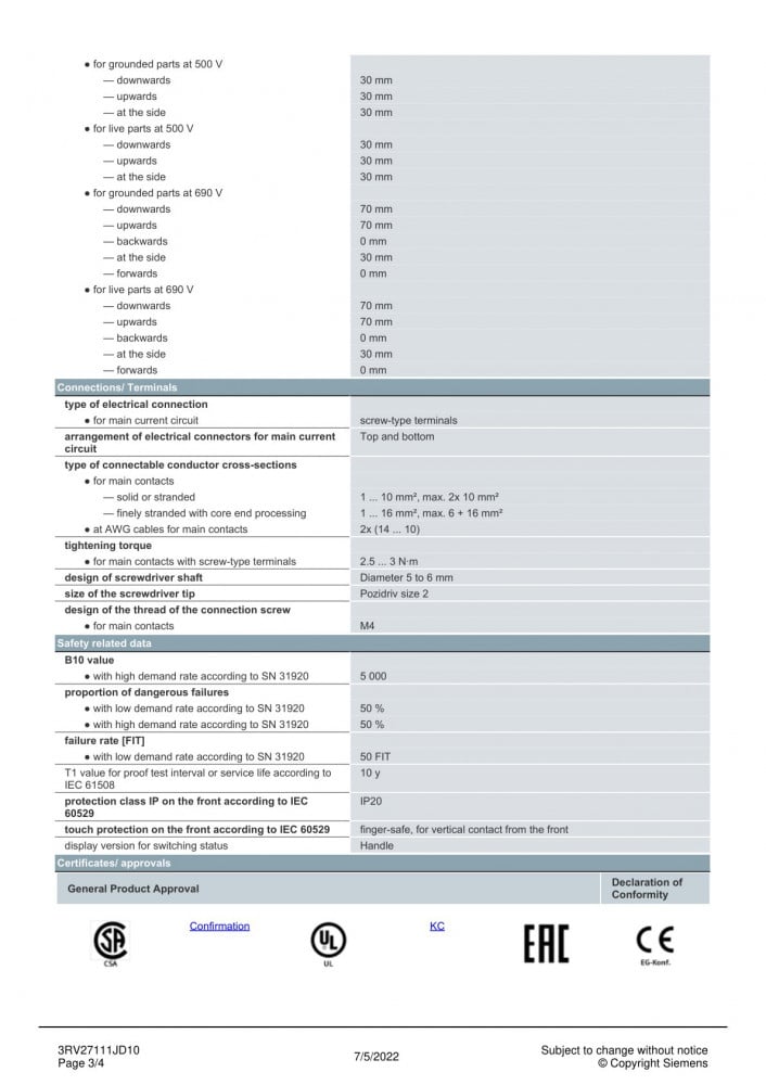 3RV27111JD10 datasheet page 3