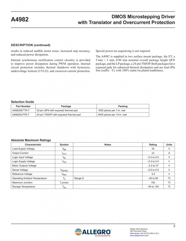 A4982 datasheet page 2