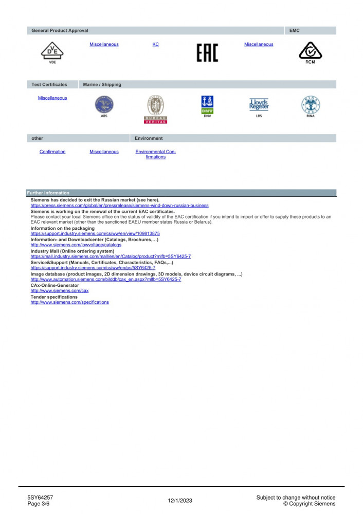 5SY6425-7CC technical document page 3