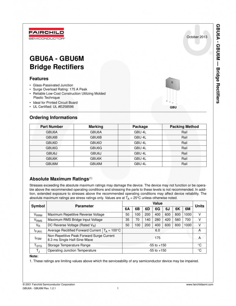 GBU6K datasheet page 1