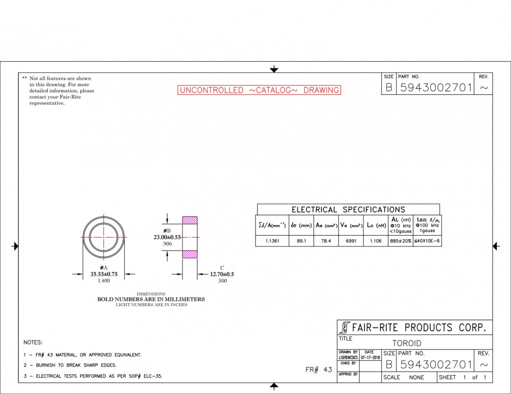 Fair-Rite 5943002701 technical document preview